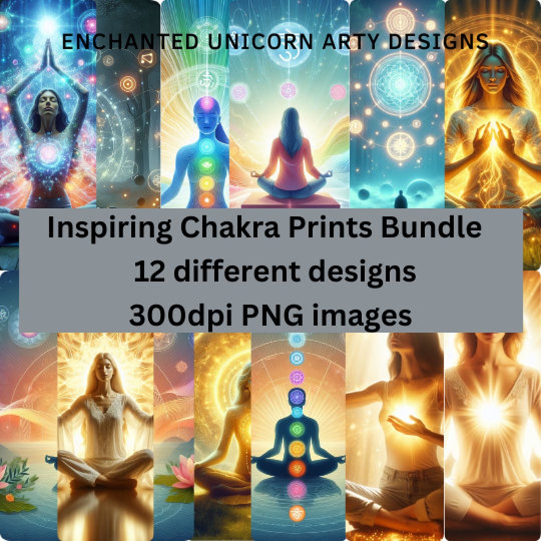 12 Inspiring Chakra Design Bundle Downloadable Digital Papers | Clipart ...