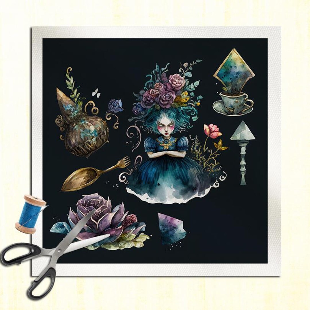 Dark Witch Witchy Evil Patchwork Watercolor Watercolour Cushion Panel ...