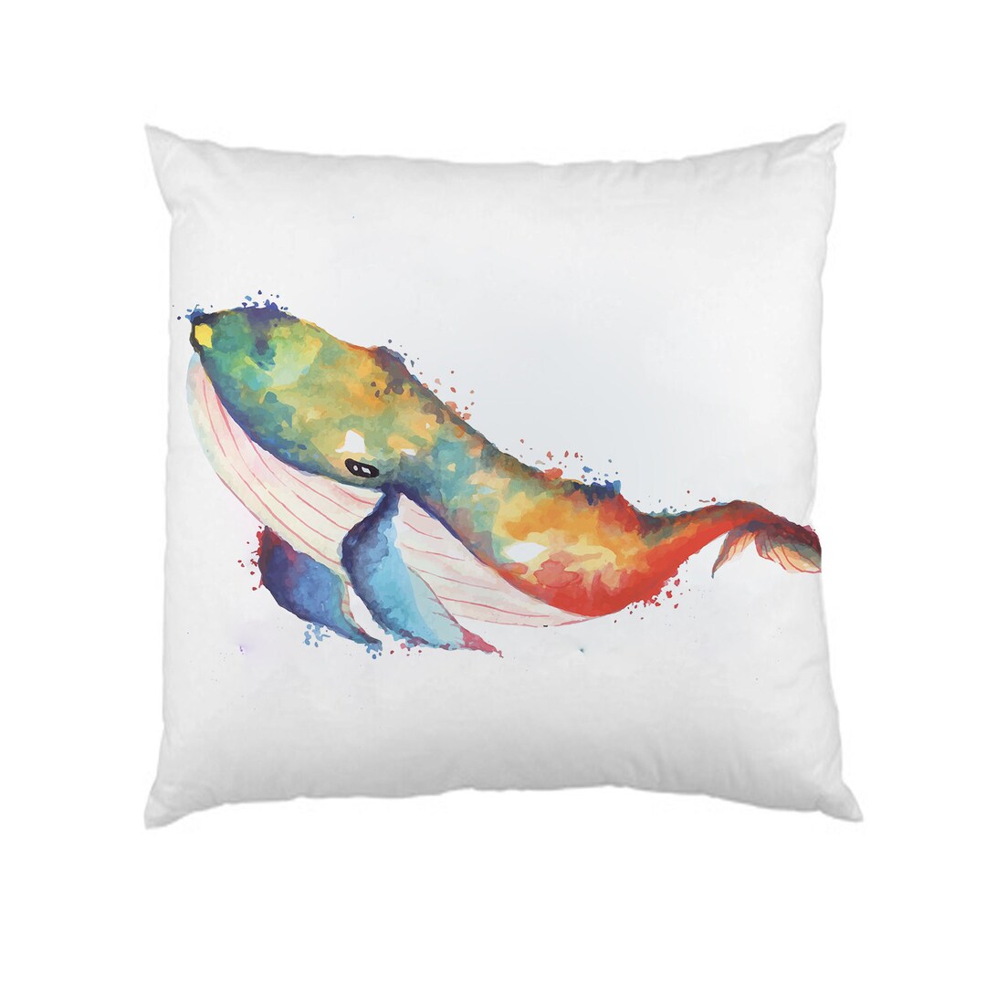 Bunte Wal Meer Ozean Fisch Tier - Aquarell Kissen, Aquarell Farbe Farbe ...