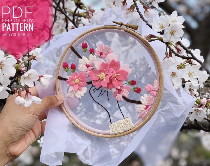 PDF Tutorial Hand Embroidery Cherry Blossom Felt Flowers - Etsy