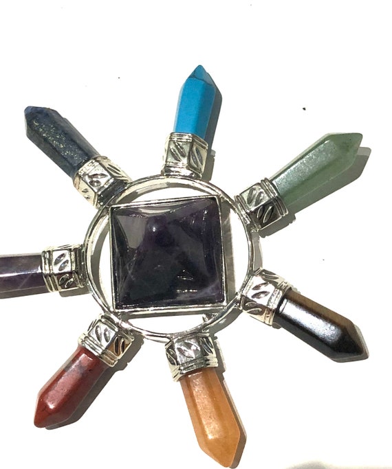 Amethyst Pyramid Energy Point Chakra Wheel | Etsy