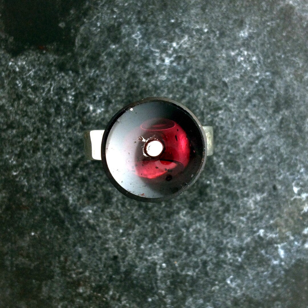 Finger Ring, Garnet Carbuncle, Sterling Silver, Repurposed Recycled ...