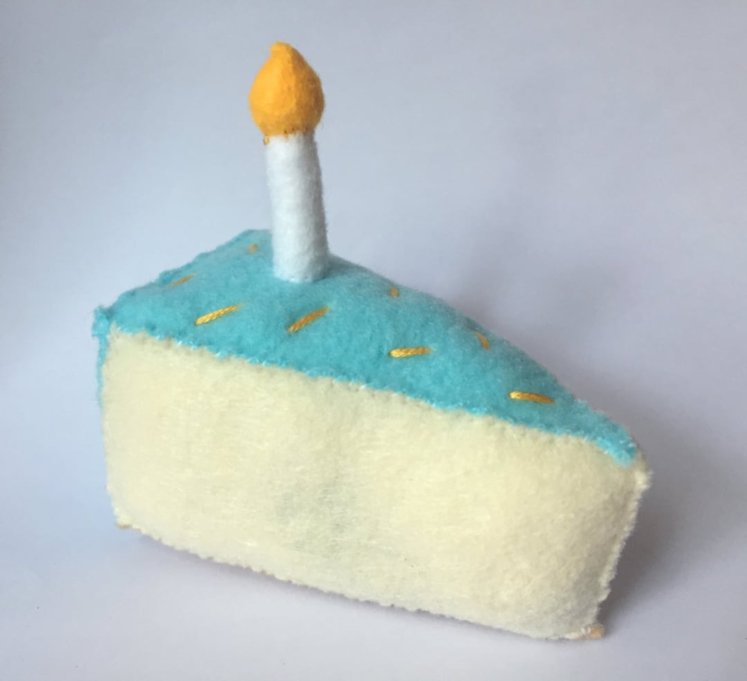 Birthday Cake Slice Catnip Cat Toy With Blue Icing- Happy Birthday ...