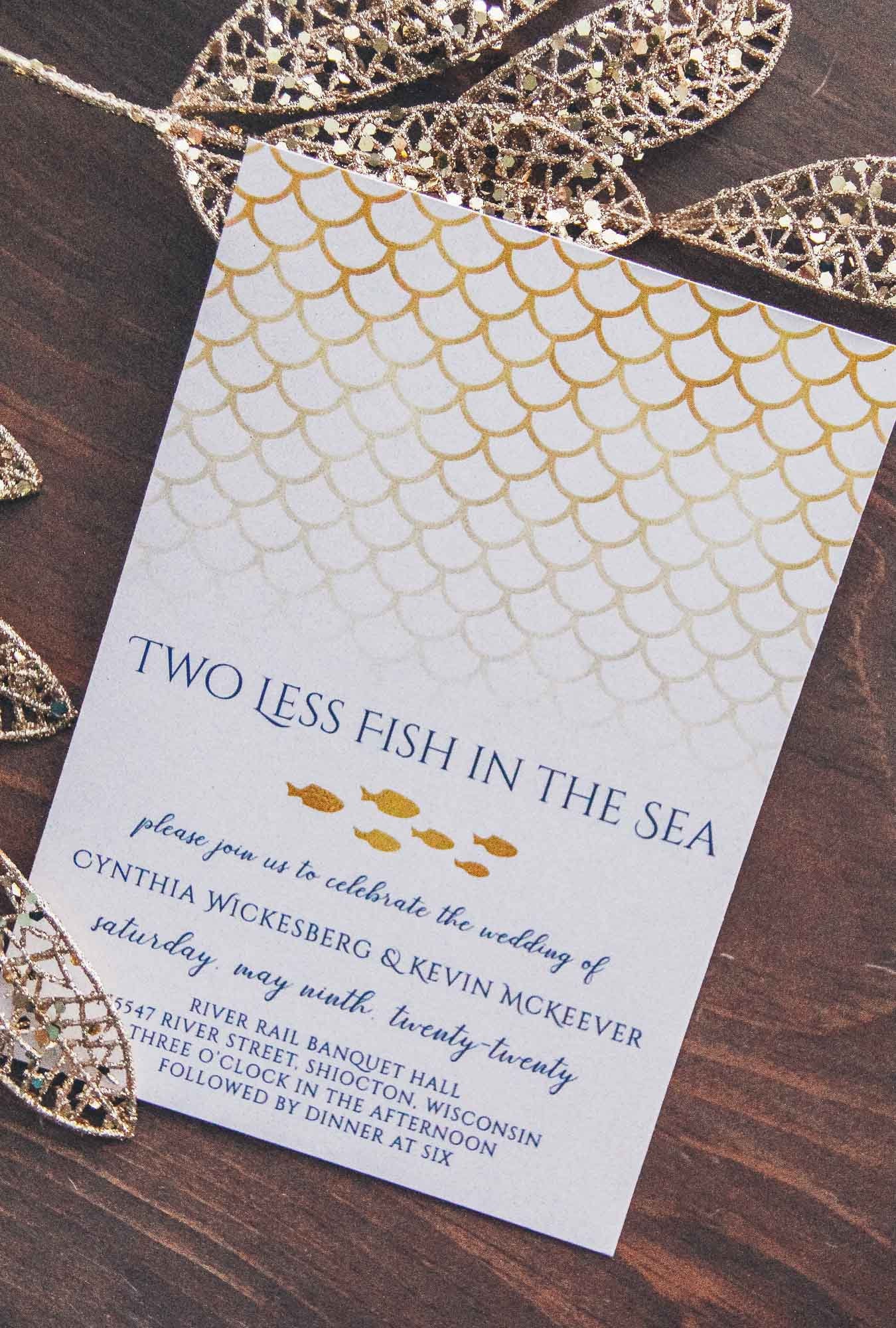 Two Less Fish in the Sea, Fishing Themed Wedding Invitation - Etsy