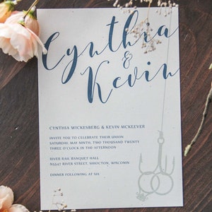 Fishing Wedding Invitation With Wedding Rings on Fishing Hook - Etsy