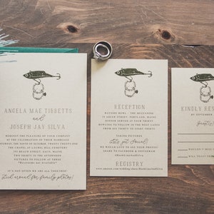 Fully Printed Rustic Fishing Themed Wedding Invitation Suite With ...