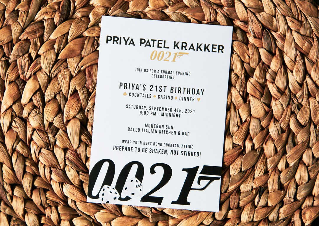 James Bond 007 Birthday Invitation Casino Themed - Etsy