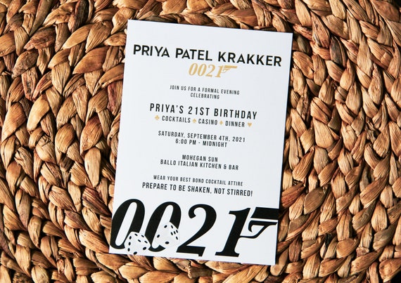 James Bond 007 Birthday Invitation Casino Themed - Etsy