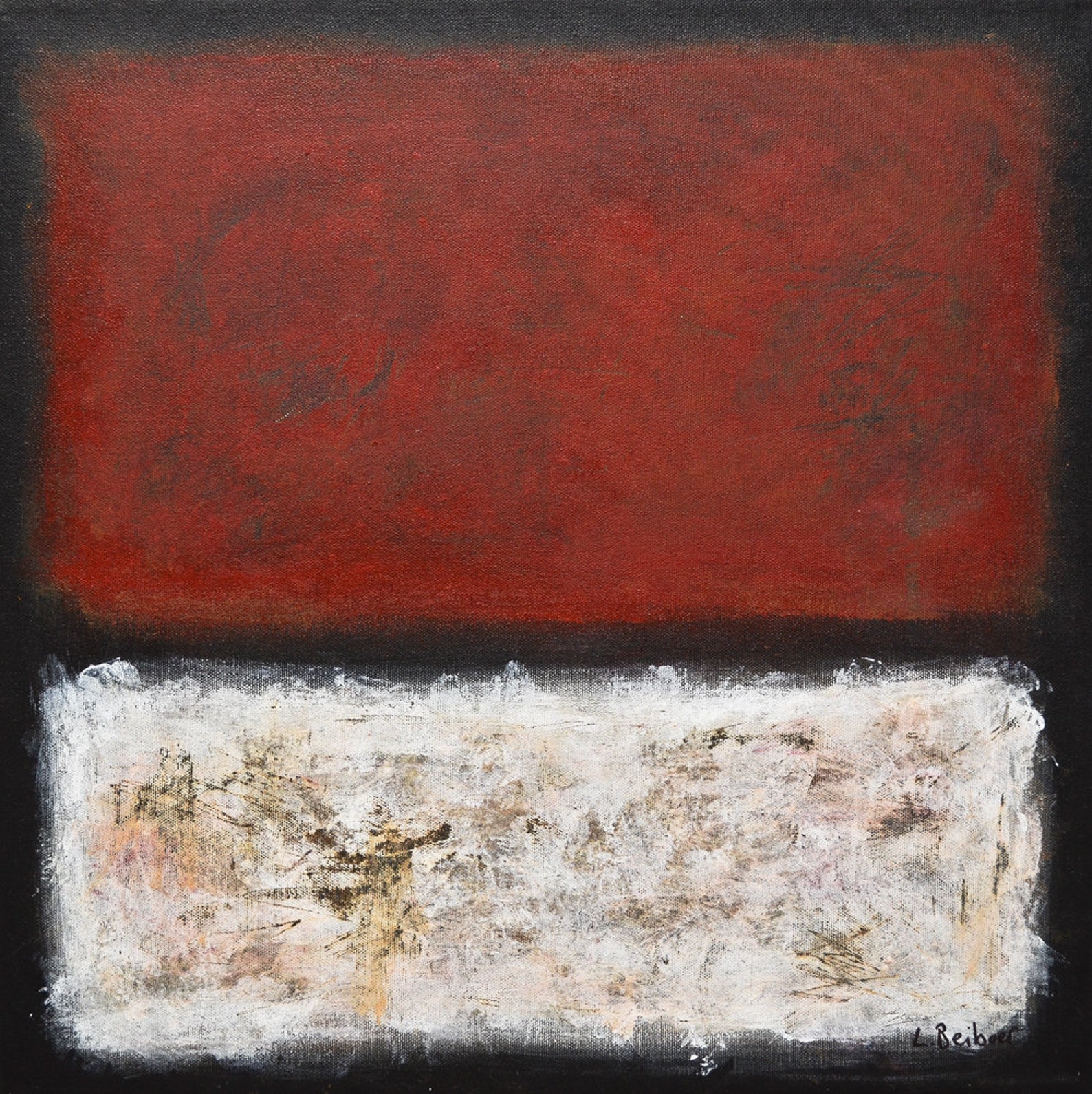 Original Abstract Painting Square Red White Modern Art Contemporary ...