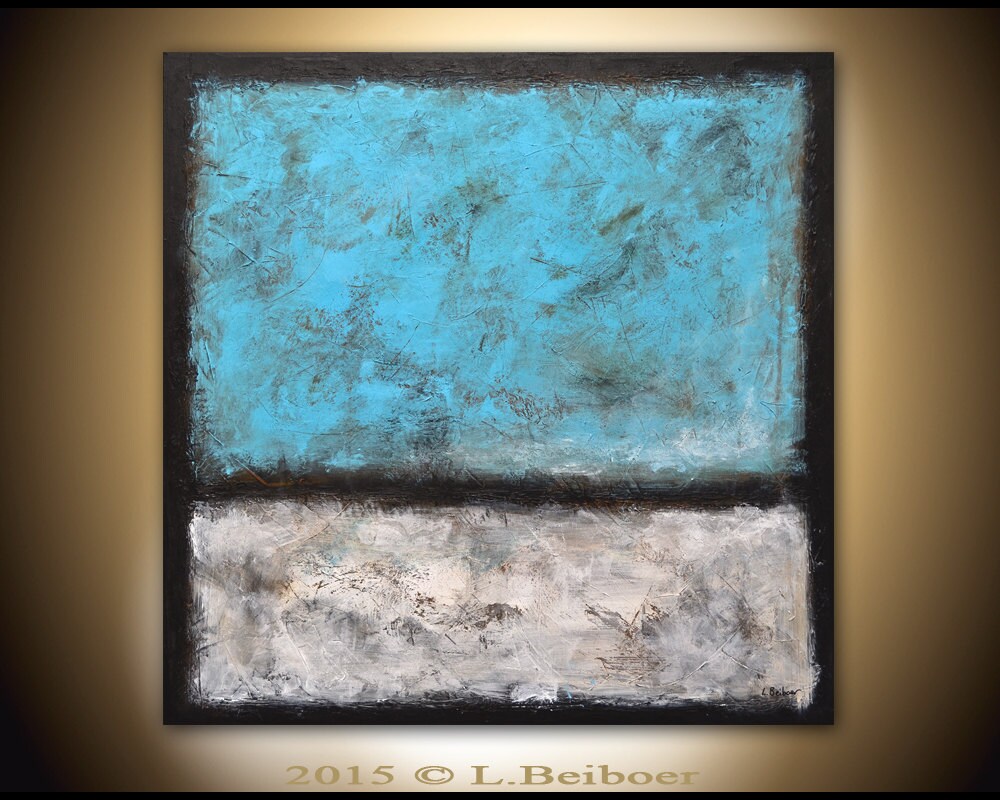 Blue White Original Abstract Painting Square Rothko Modern Art ...