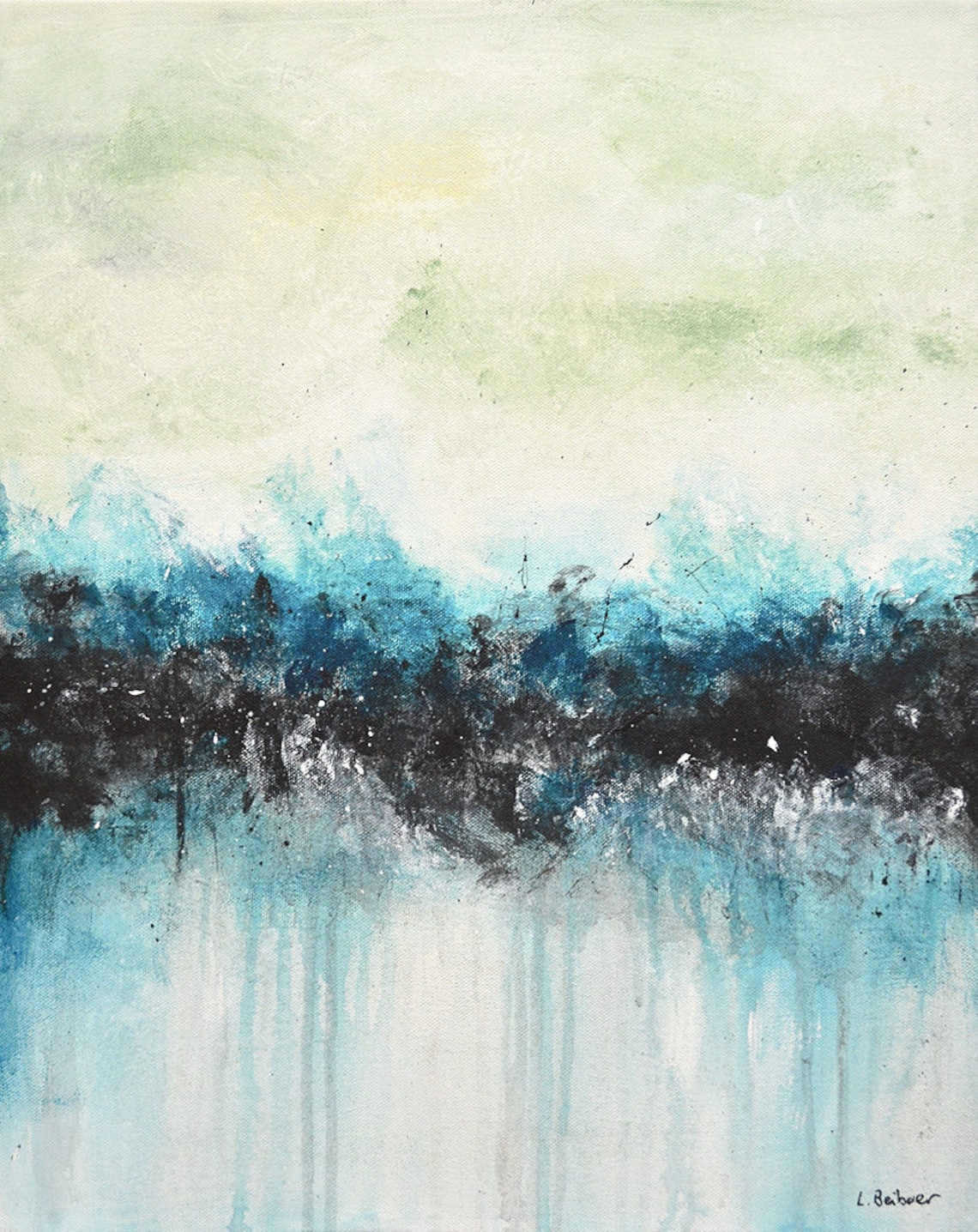 Blue Black Abstract Painting Original Modern Art Pouring Painting ...