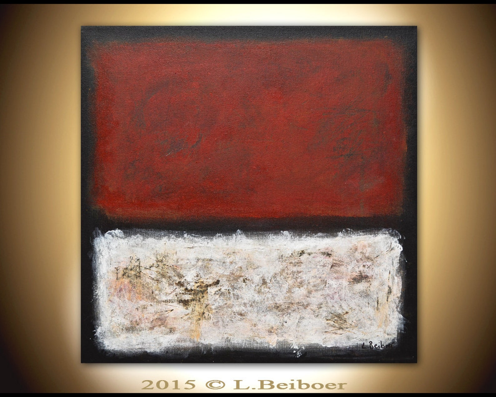 Original Abstract Painting Square Red White Modern Art Contemporary ...