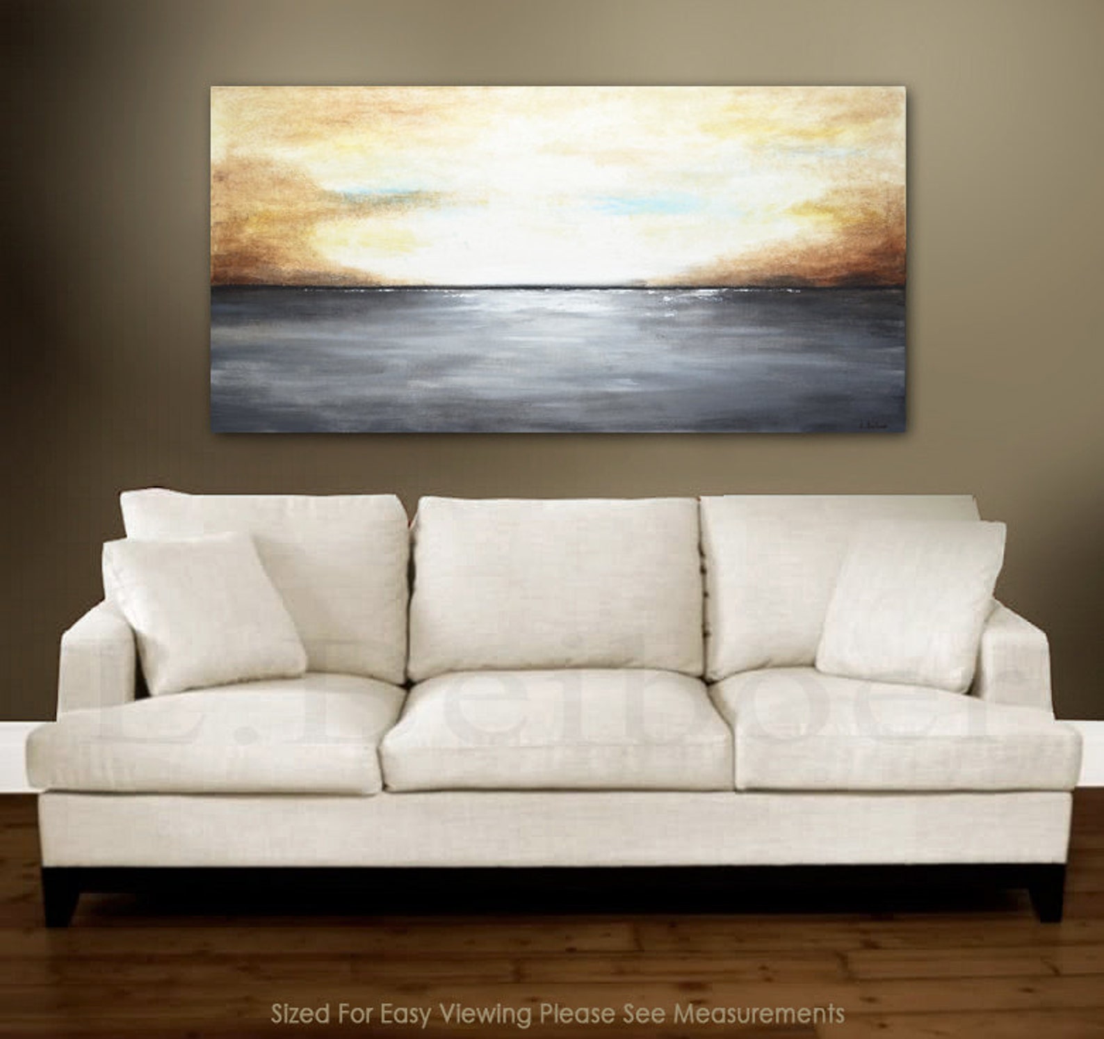 Abstract Landscape Painting 24 x 48 original modern art large | Etsy