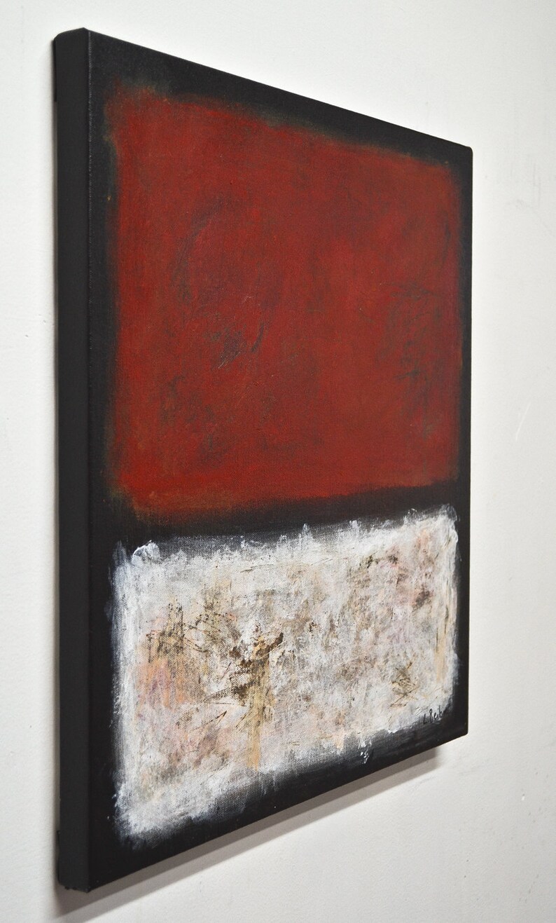 Original Abstract Painting Square Red White Modern Art Contemporary ...