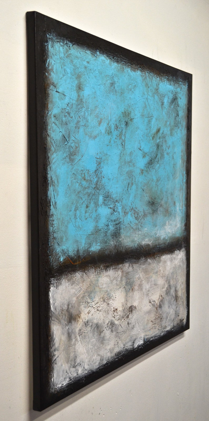 Blue White Original Abstract Painting Square Rothko Modern Art ...