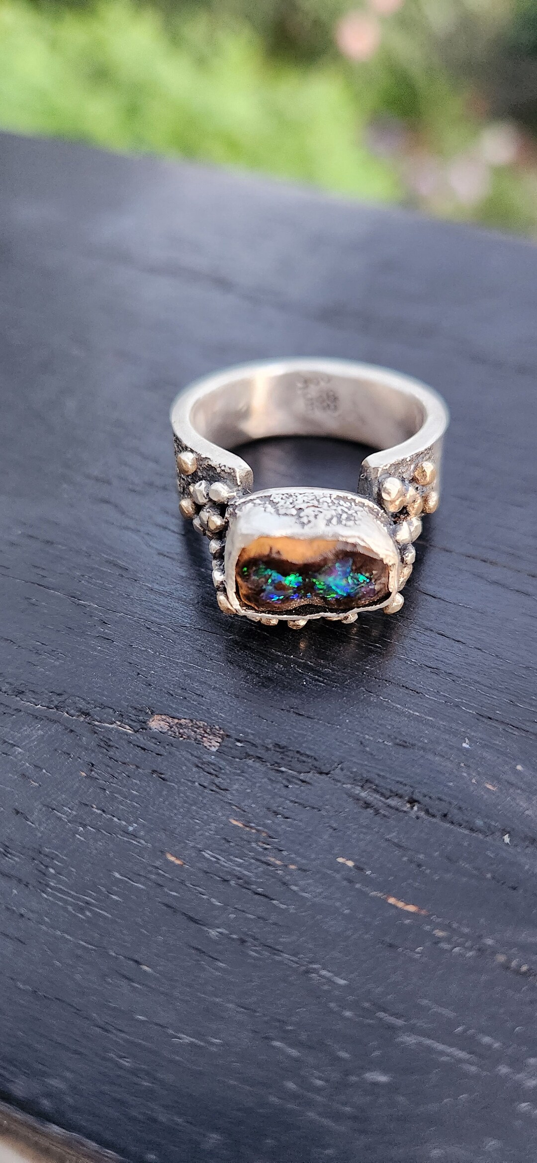 Opal Silver and Gold Relic Ring - Etsy