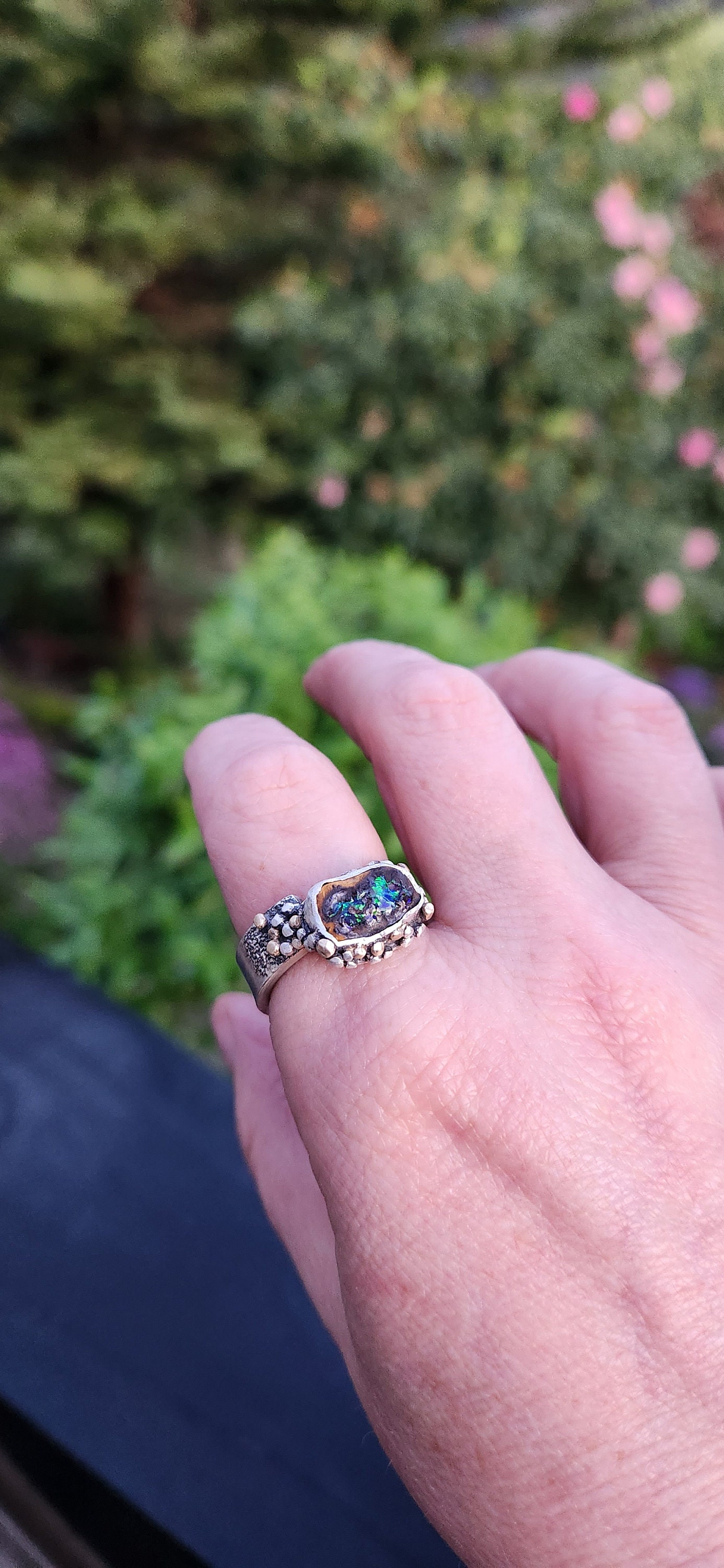 Opal Silver and Gold Relic Ring - Etsy