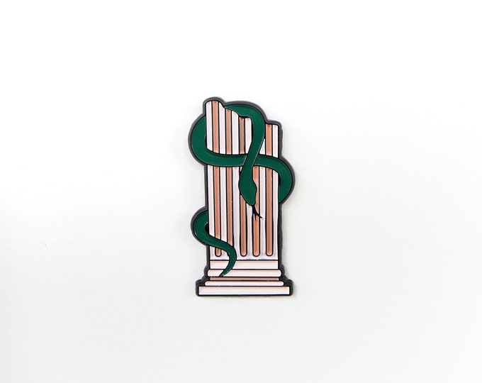 Snake & Column Pin / Broken Column Enamel Pin / Ancient Greek | Etsy