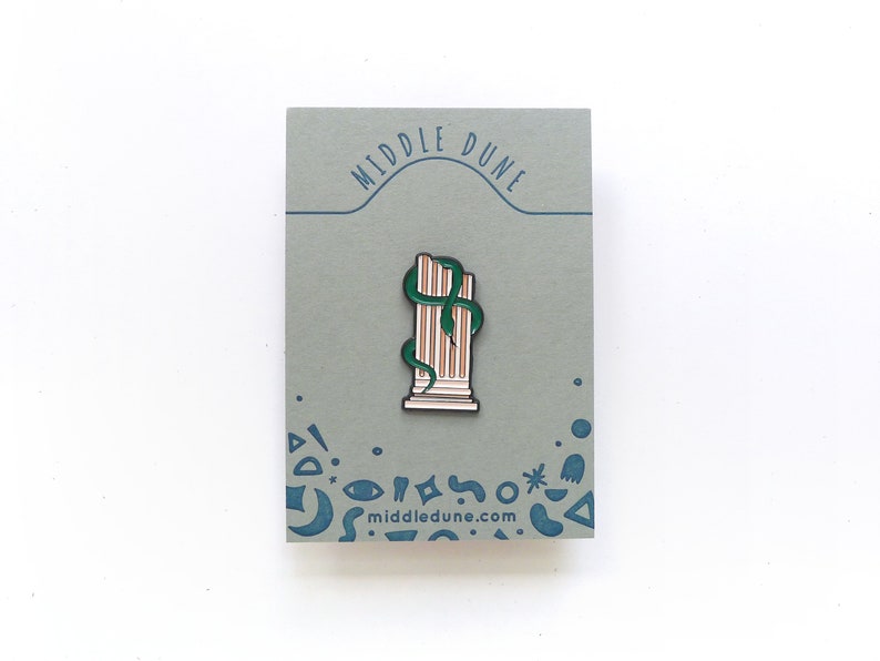 Snake & Column Pin / Broken Column Enamel Pin / Ancient Greek - Etsy