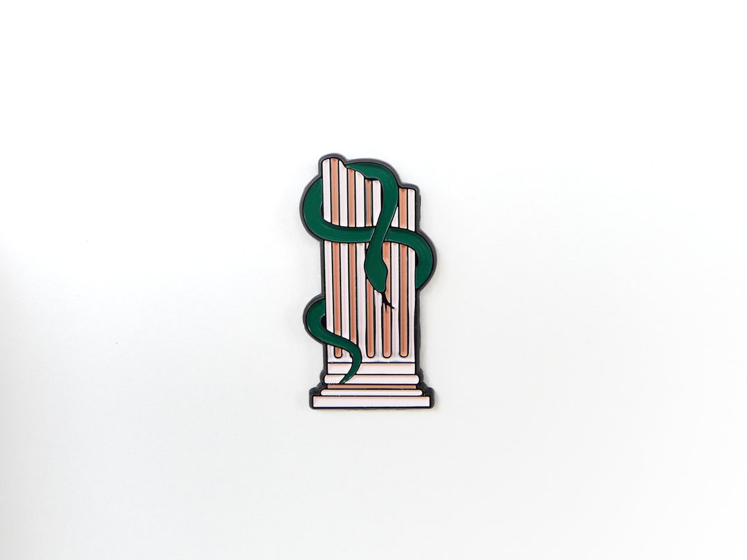 Snake & Column Pin / Broken Column Enamel Pin / Ancient Greek Mythology ...