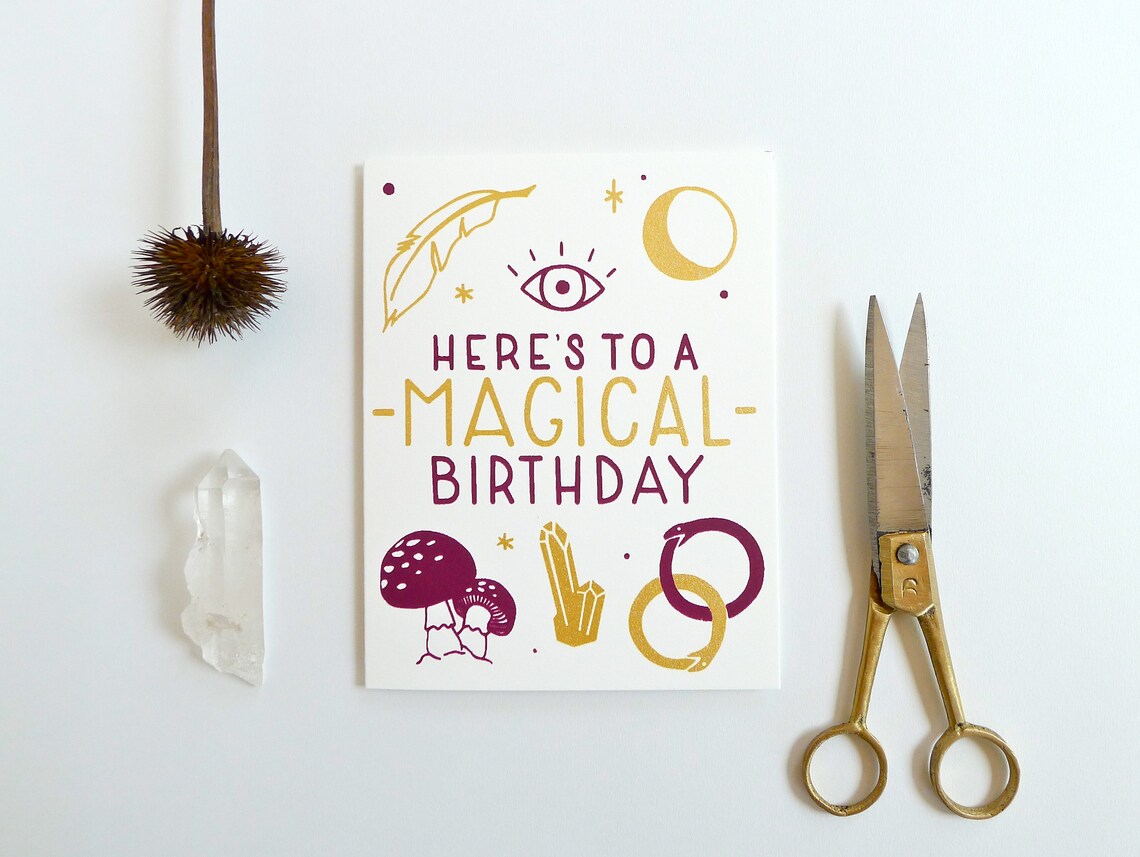 Magical Birthday Card / Witchy Birthday Greeting Card / Hand | Etsy