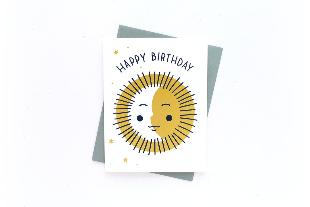 Celestial Birthday Card / Sun and Moon Greeting Card / Hand - Etsy