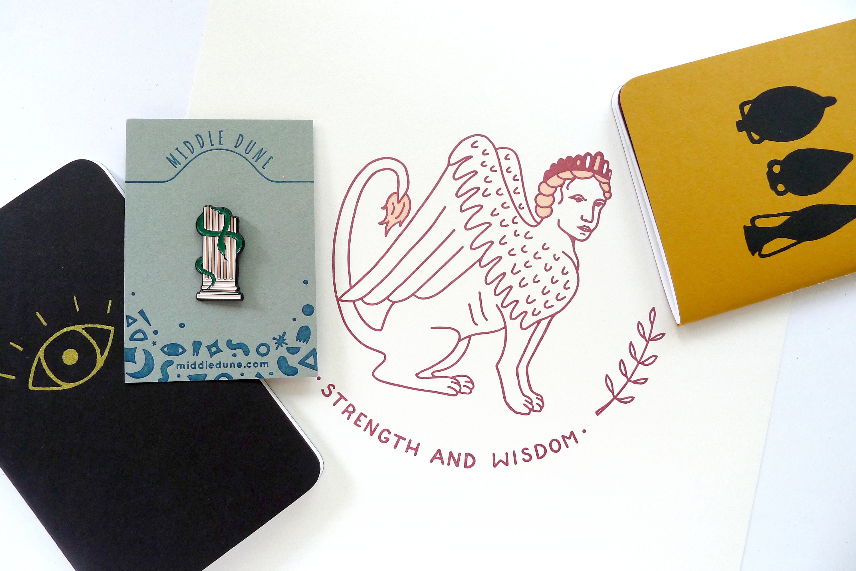 Snake & Column Pin / Broken Column Enamel Pin / Ancient Greek | Etsy