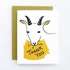 Goat Thank You Card Set / Gold Thank You Greeting Card Set / Funny ...