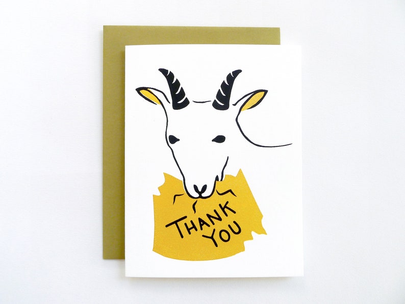 Goat Thank You Card Set / Gold Thank You Greeting Card Set / - Etsy