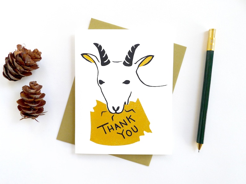 Goat Thank You Card Set / Gold Thank You Greeting Card Set / - Etsy