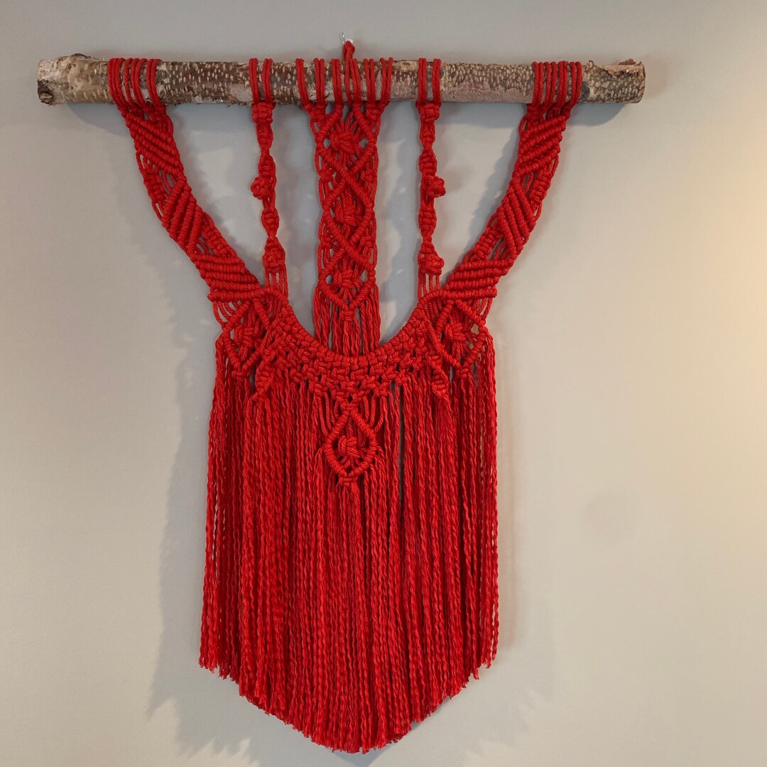 Red Macrame Wall Hanging Fiber Art Wall Home Decor Handmade - Etsy