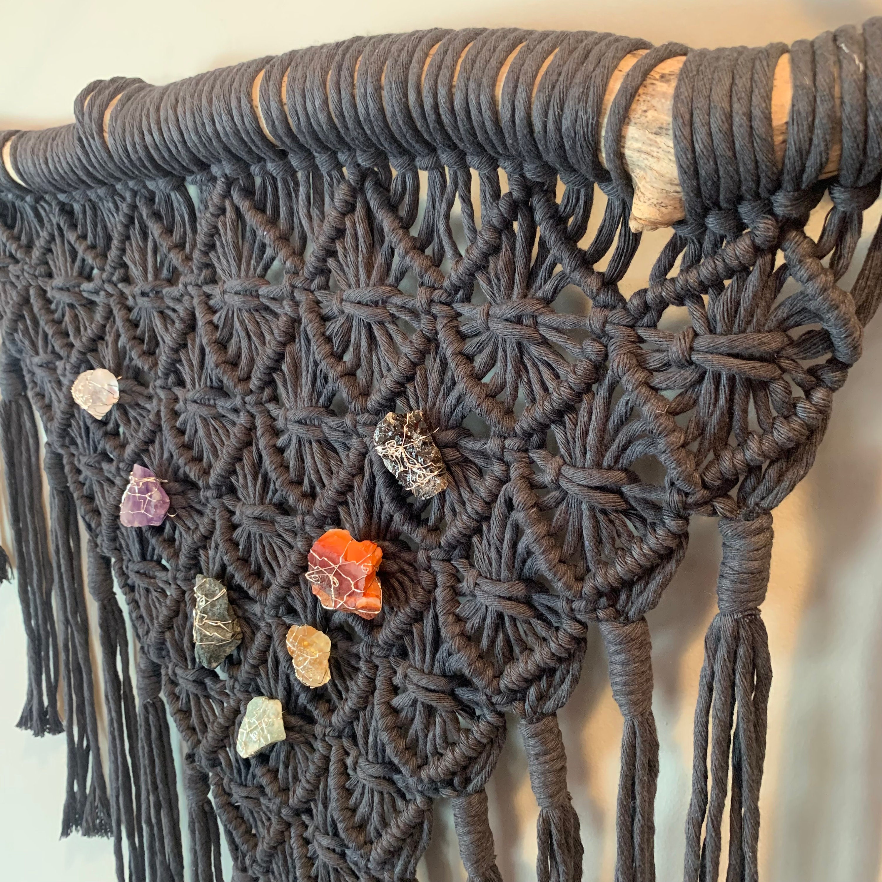 Chakra Gray Macrame Wall Hanging Chakra Balancing Chakra Healing Boho ...