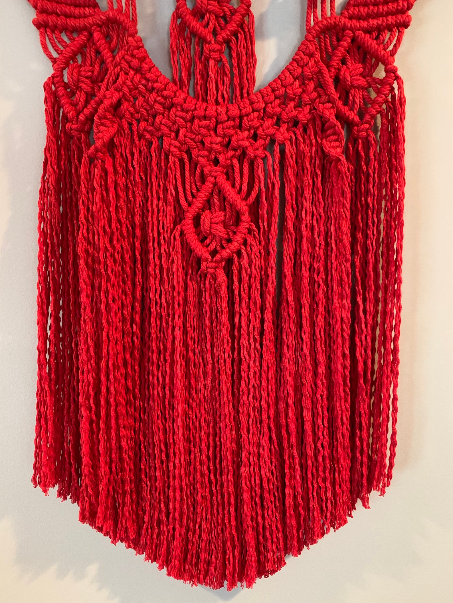 Red Macrame Wall Hanging Fiber Art Wall Home Decor Handmade - Etsy