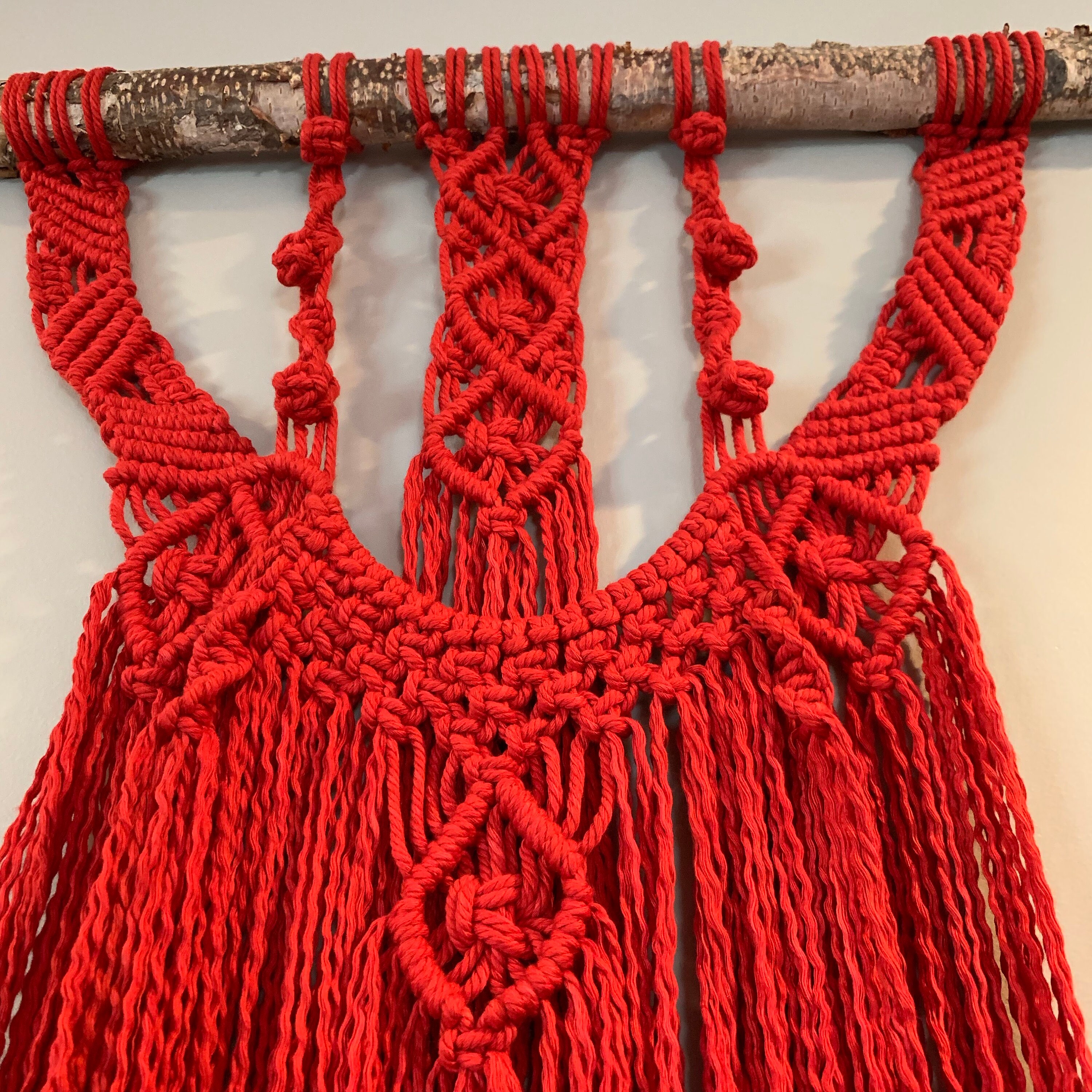 Red Macrame Wall Hanging Fiber Art Wall Home Decor Handmade - Etsy