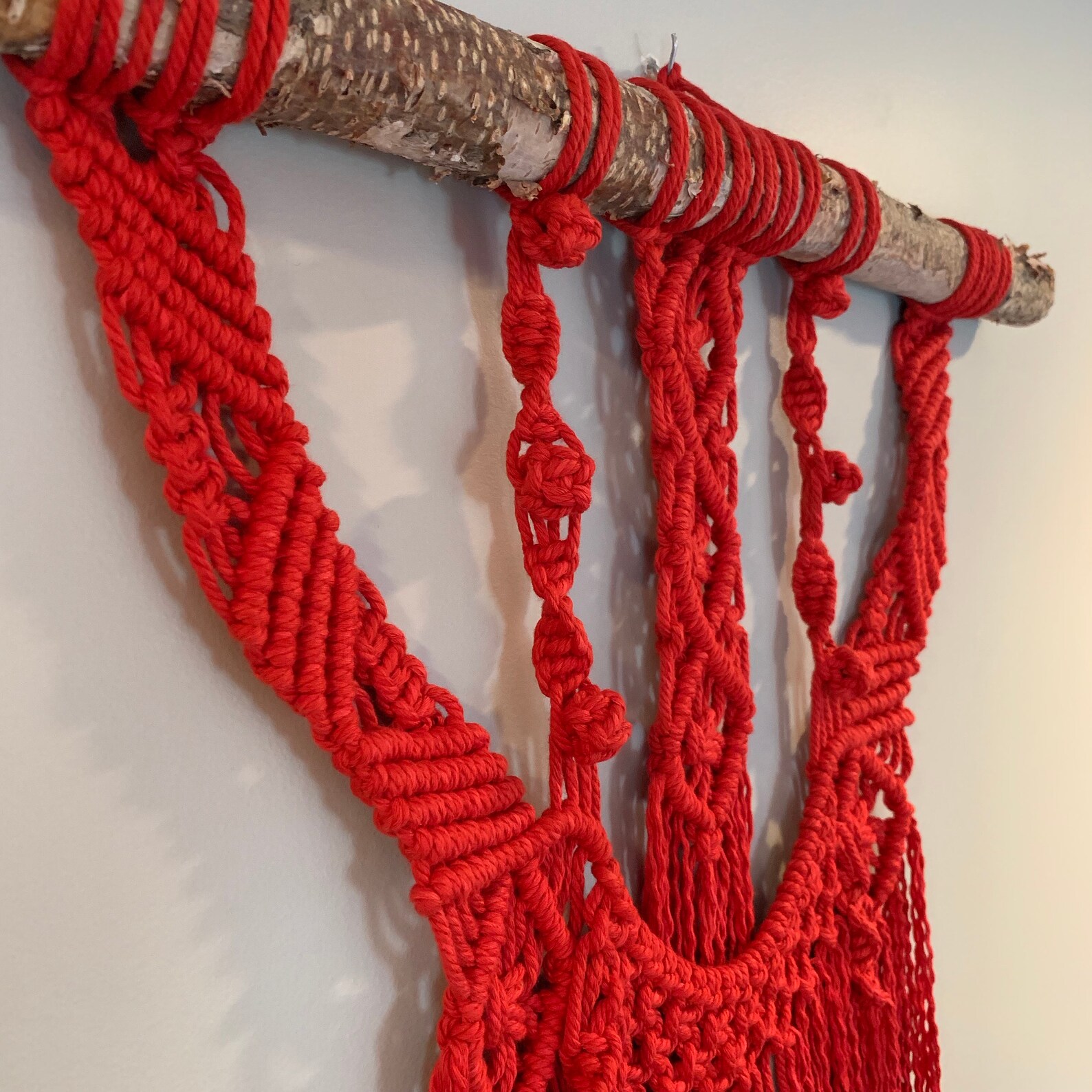 Red Macrame Wall Hanging Fiber Art Wall Home Decor Handmade - Etsy