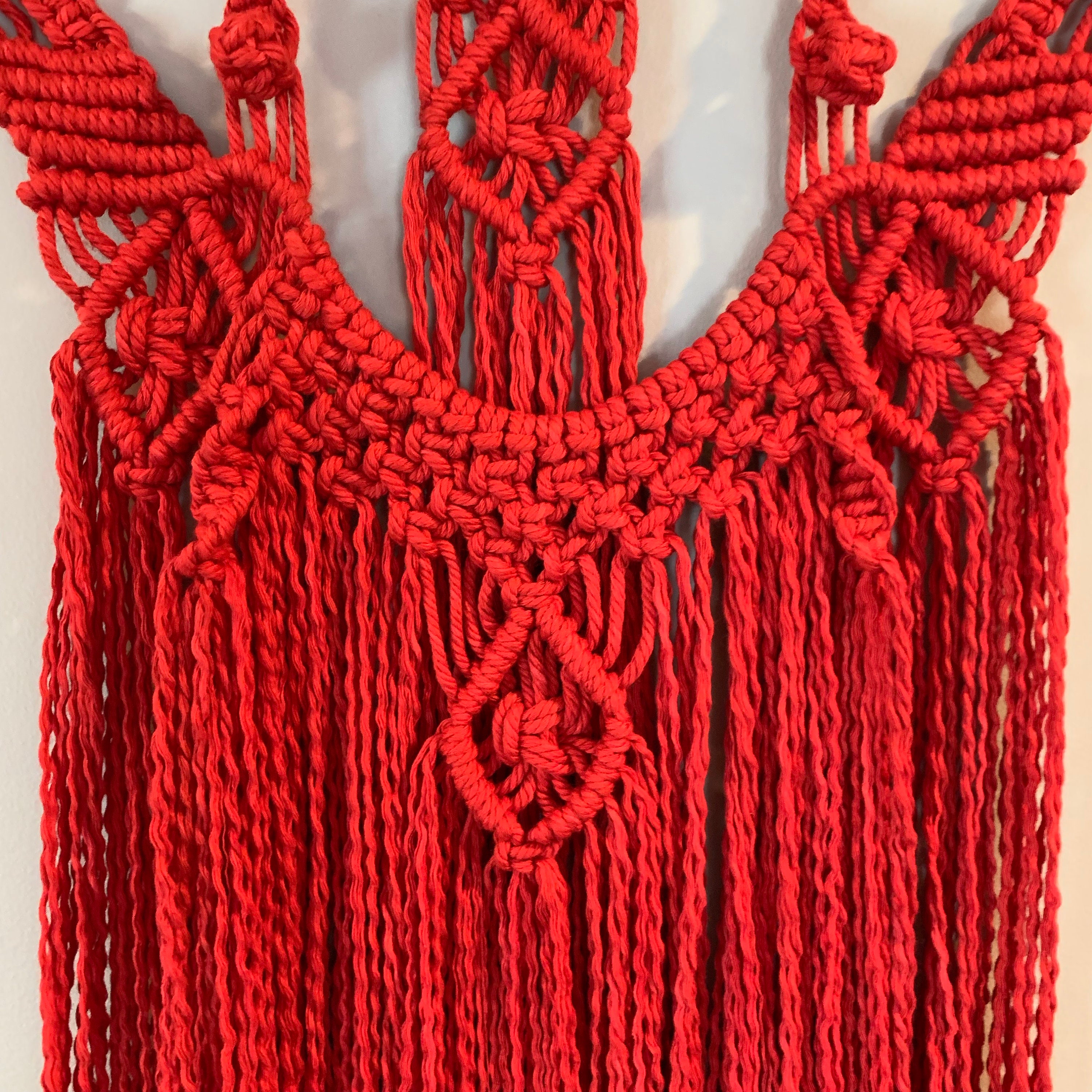 Red Macrame Wall Hanging Fiber Art Wall Home Decor Handmade - Etsy
