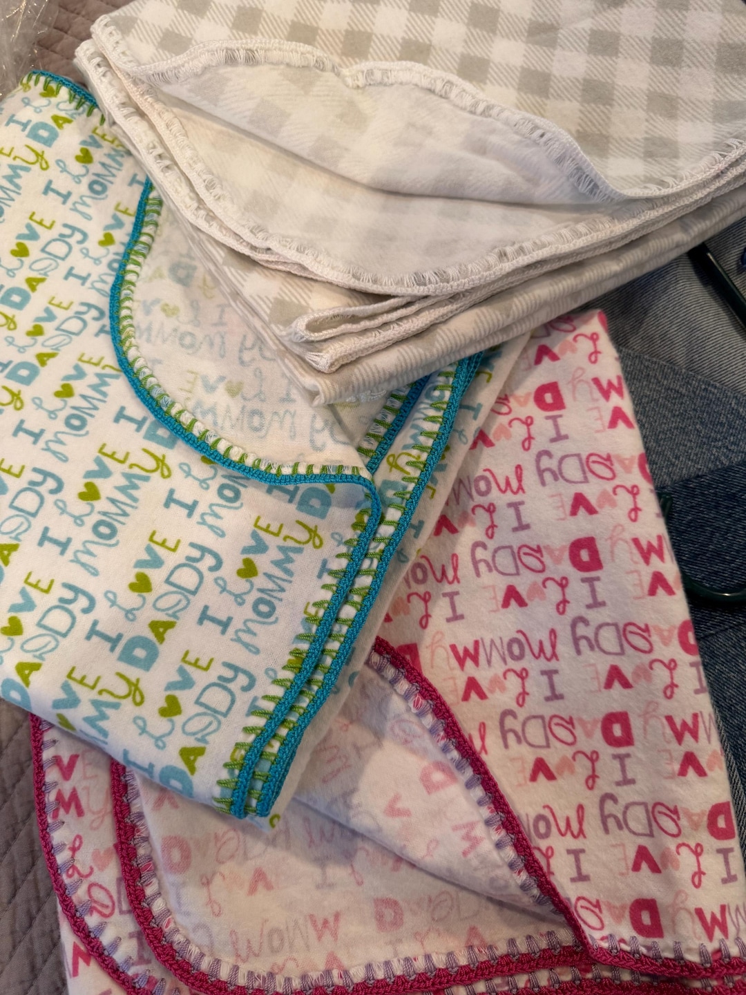 Newborn Swaddle Flannel Swaddle Receiving Blanket Hand Crochet Edging ...