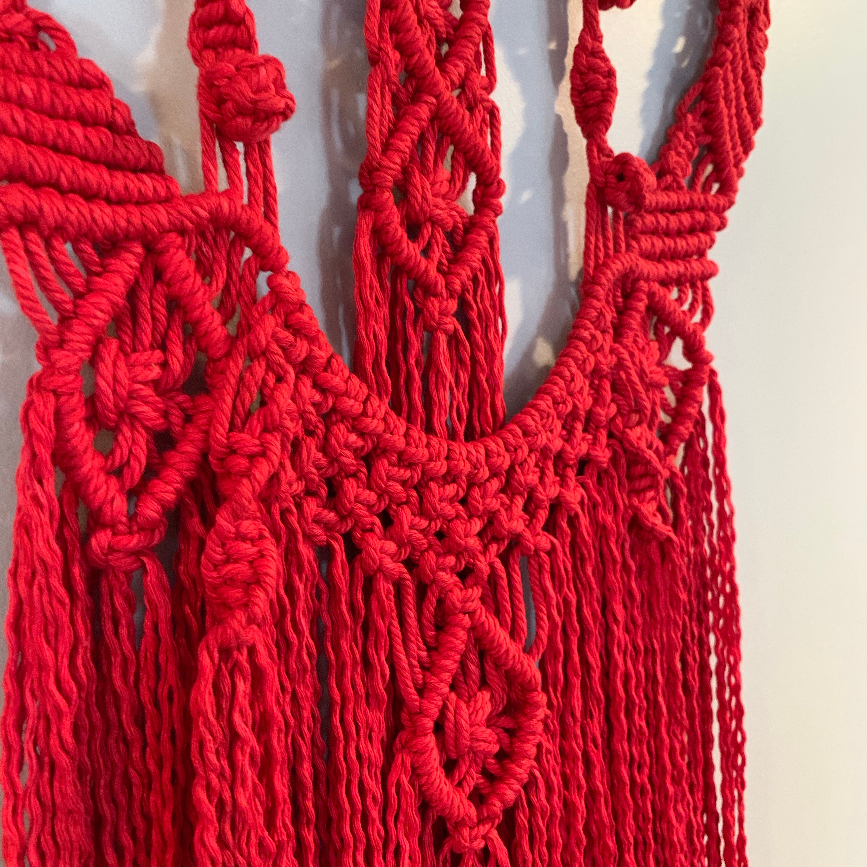 Red Macrame Wall Hanging Fiber Art Wall Home Decor Handmade - Etsy