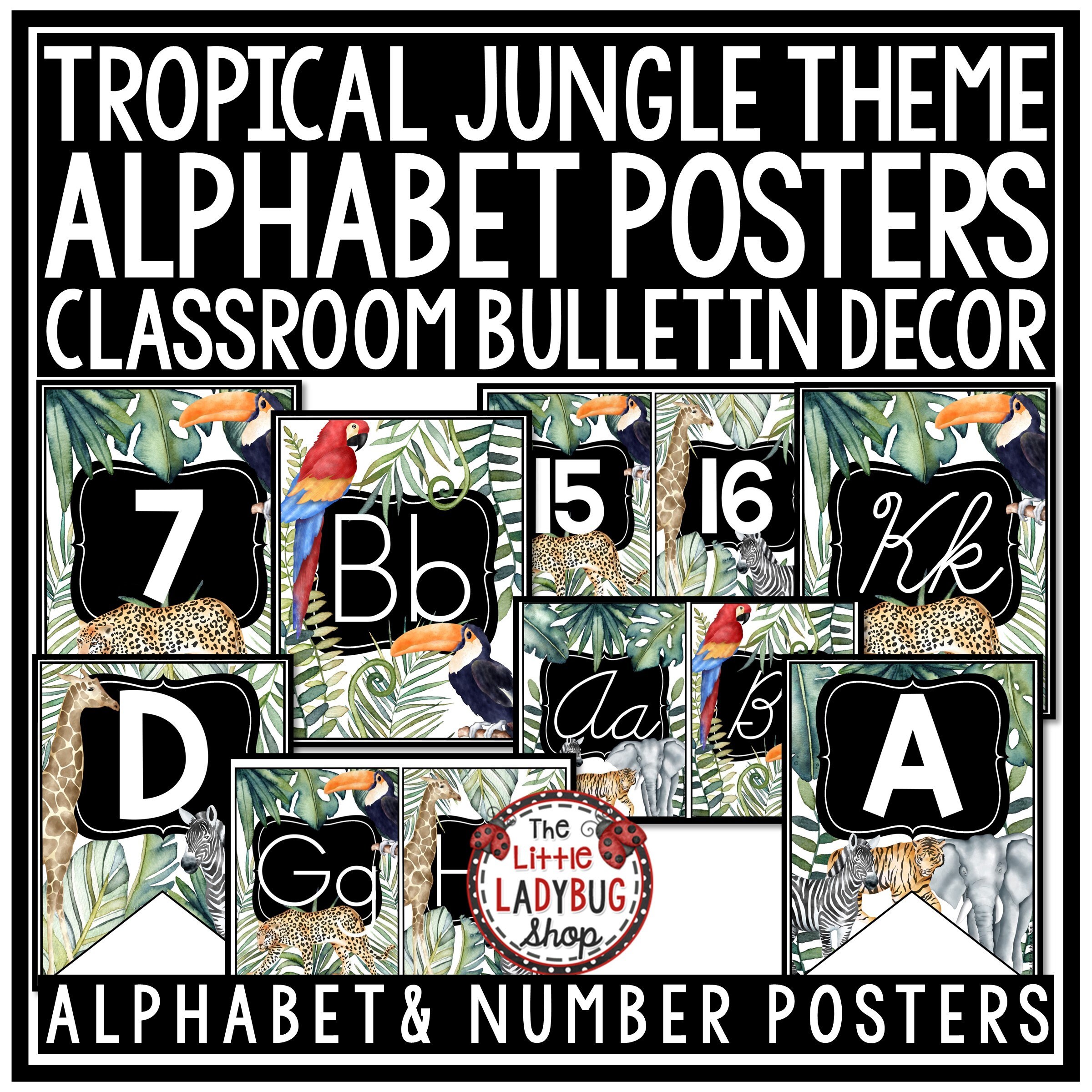 Tropical Jungle Classroom Decor Bundle Safari Animal Jungle Tropical ...