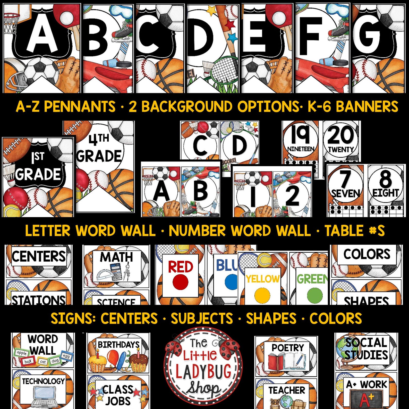 Sports Theme Classroom Decor Bundle | Sports Theme Motivational Quote ...