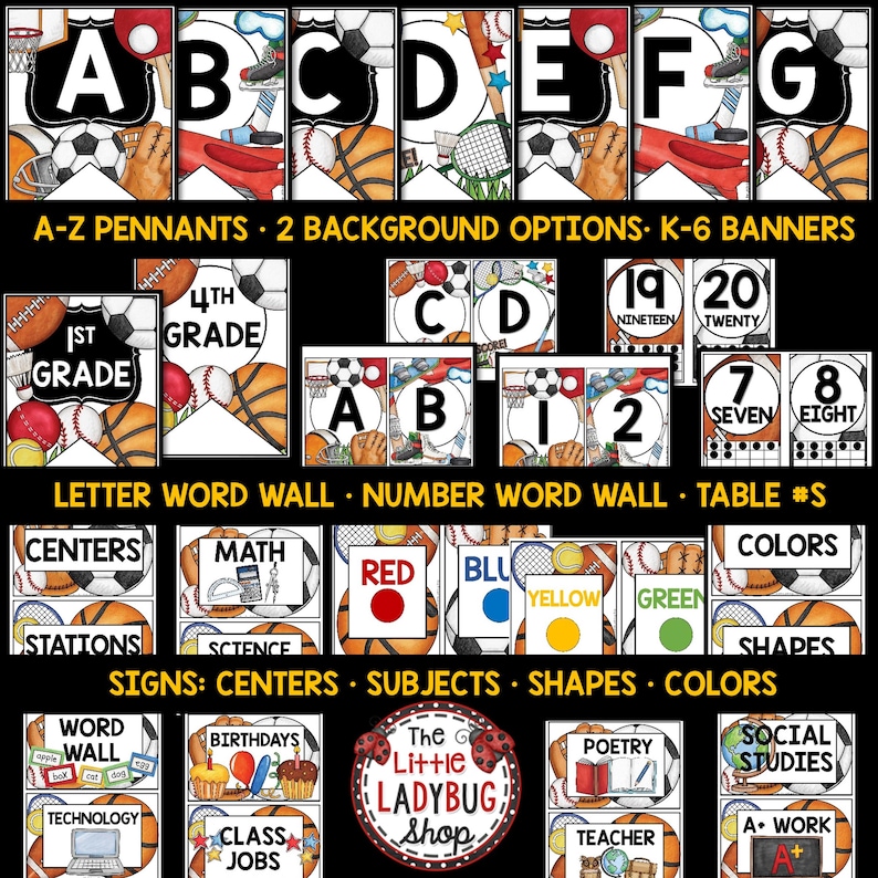 Sports Theme Classroom Decor Bundle | Sports Theme Motivational Quote ...