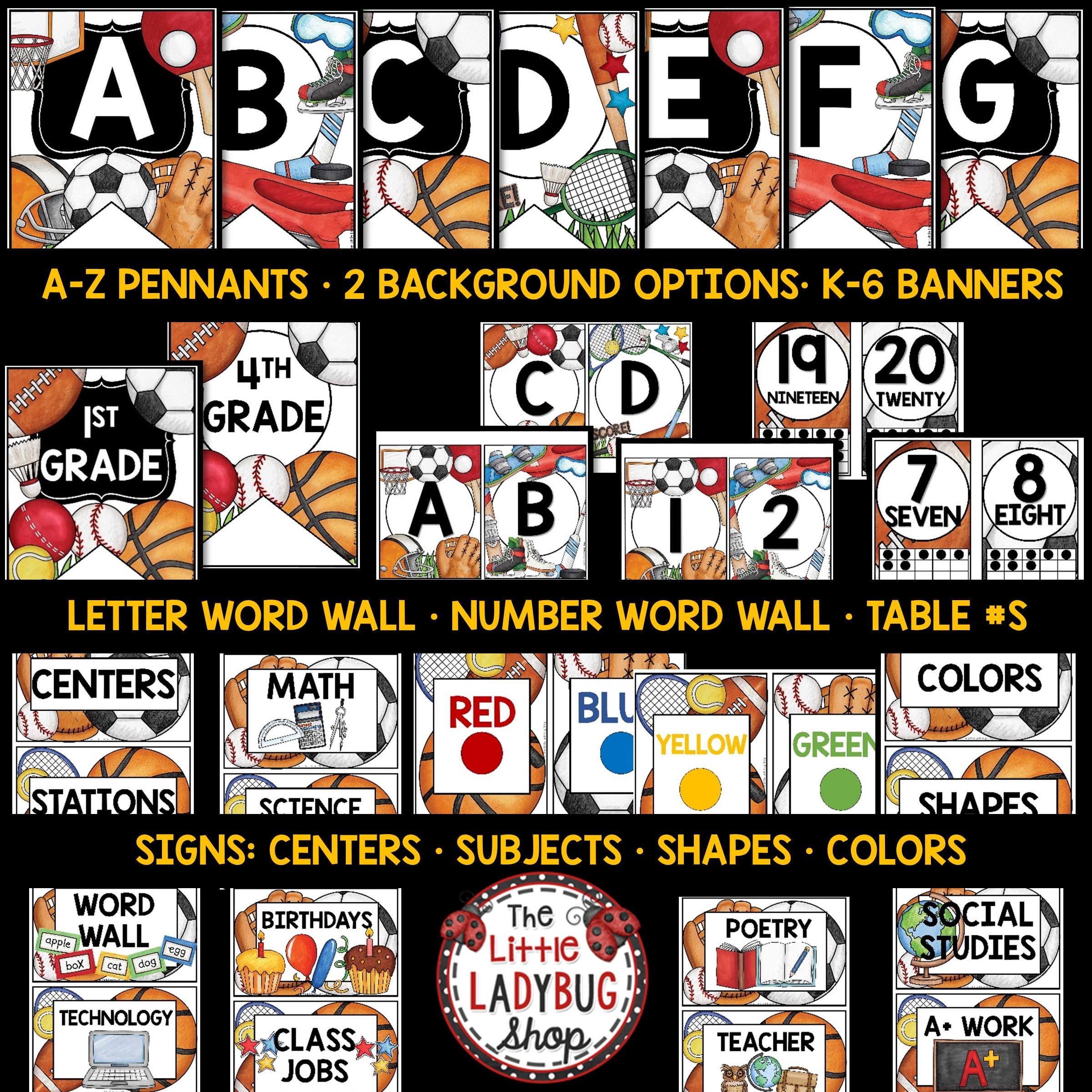 Sports Theme Classroom Decor Bundle | Sports Theme Motivational Quote ...