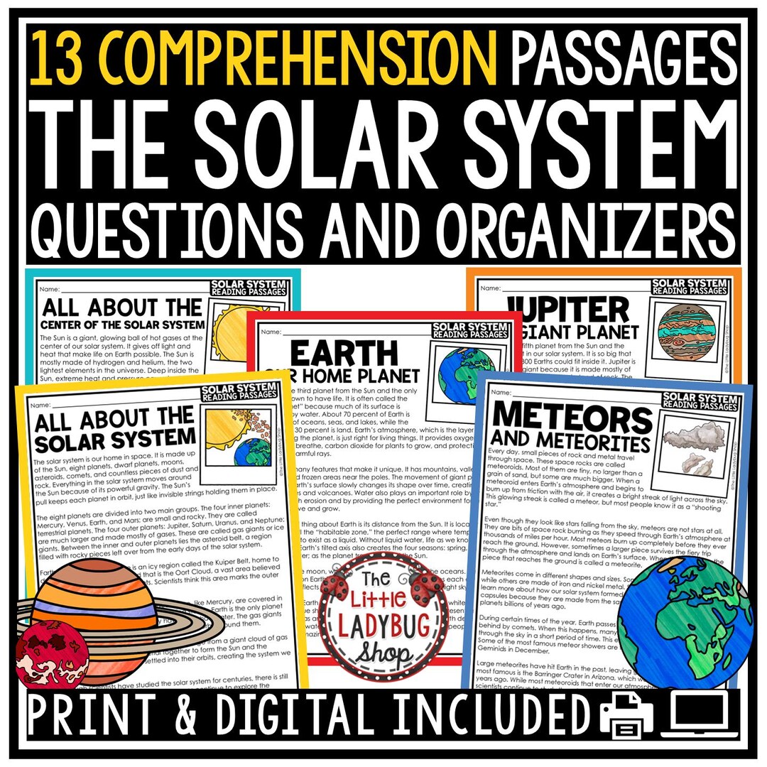 Solar System Reading Passages | Planets Reading Comprehension Passages ...