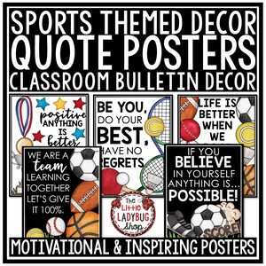 Sports Theme Classroom Decor Bundle | Sports Theme Motivational Quote ...