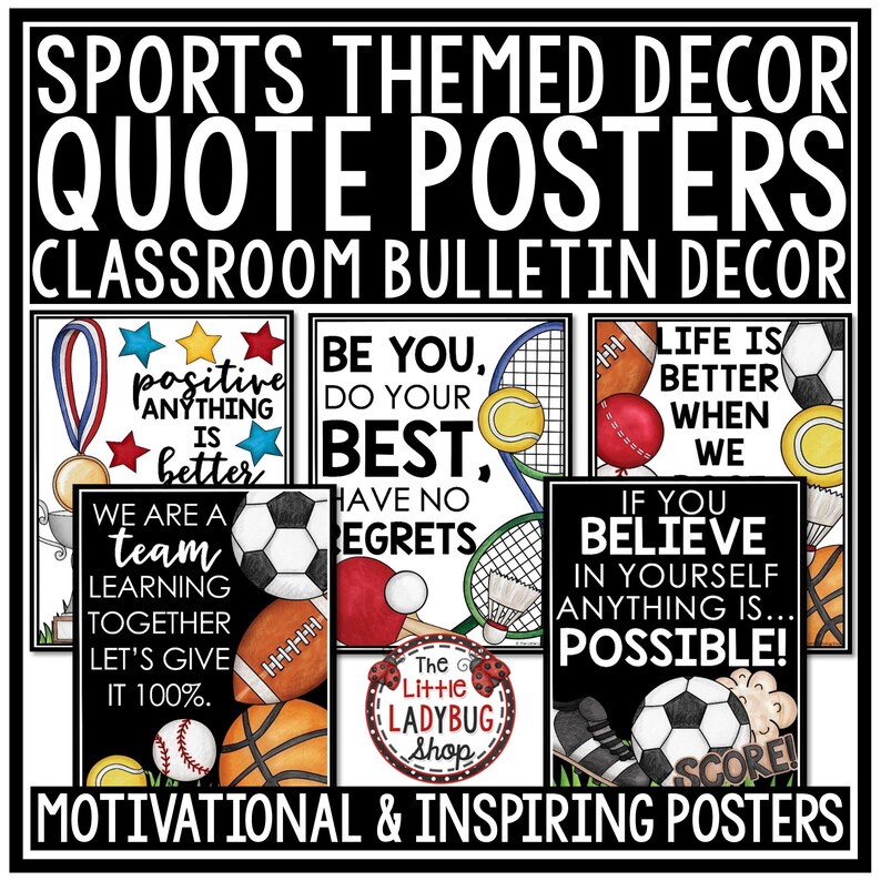 Sports Theme Classroom Decor Bundle Sports Theme Motivational Quote ...