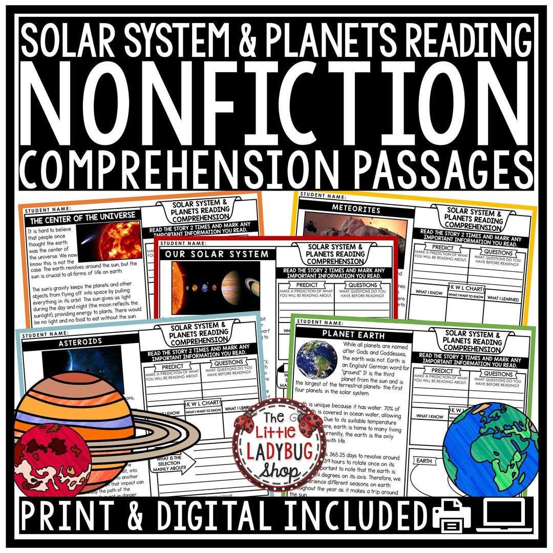 Solar System Reading Passages | Planets Reading Comprehension Passages ...