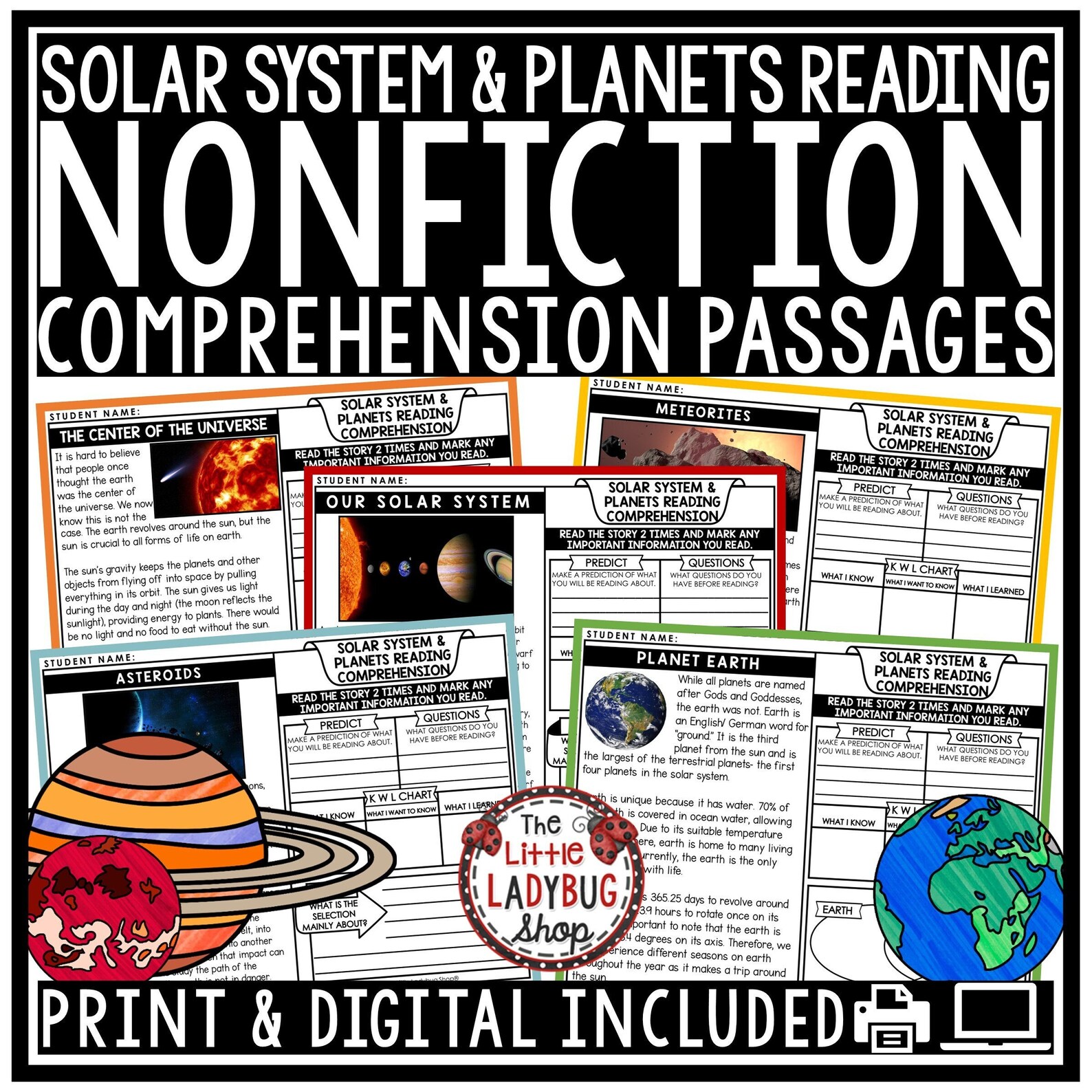 Solar System Reading Passages | Planets Reading Comprehension Passages ...