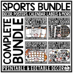Sports Theme Classroom Decor Bundle | Sports Theme Motivational Quote ...