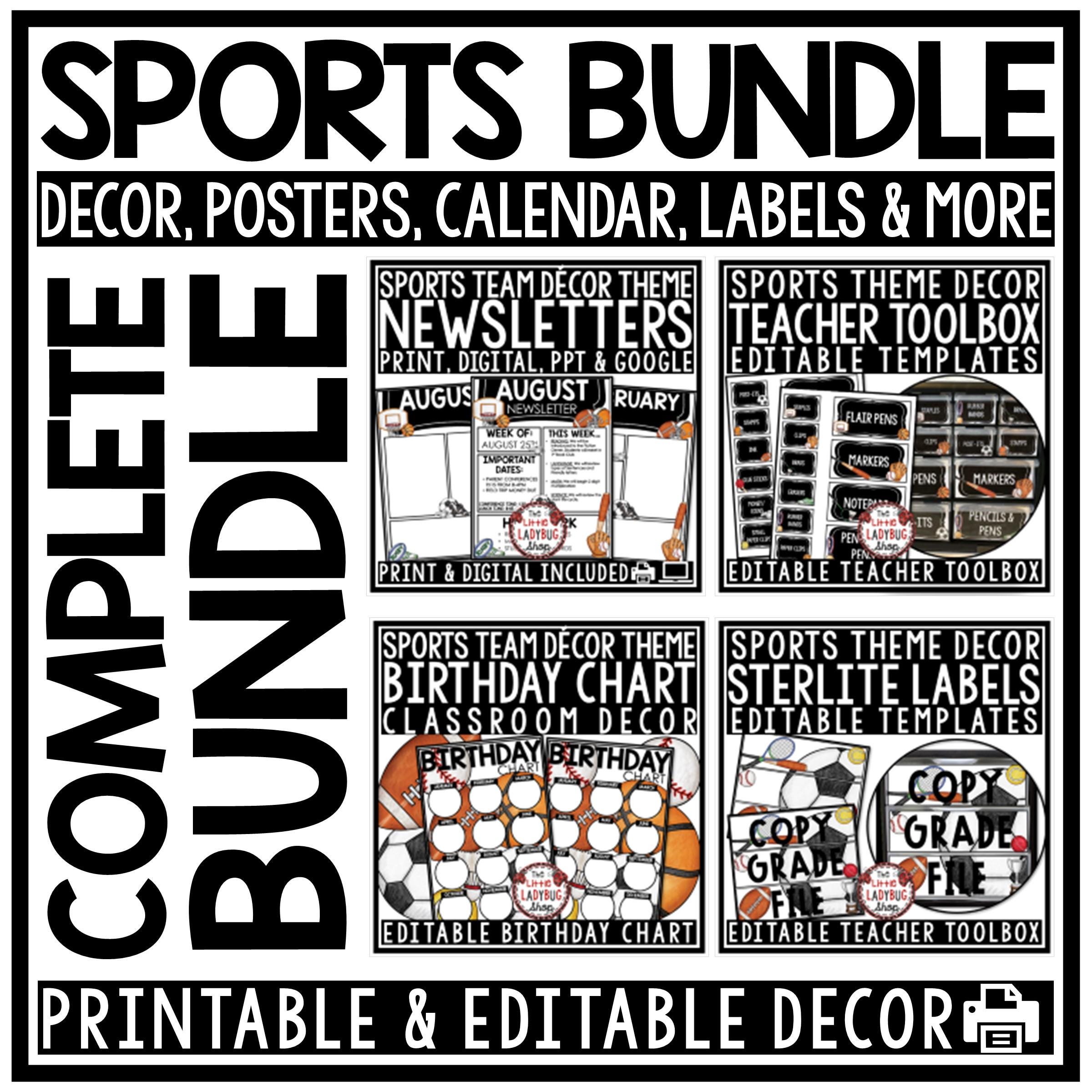 Sports Theme Classroom Decor Bundle | Sports Theme Motivational Quote ...