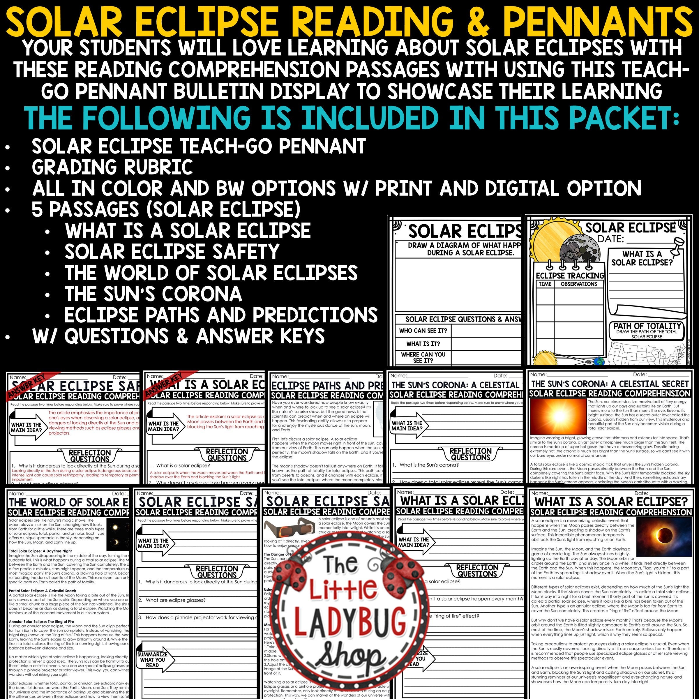 Actividades del eclipse solar total 2024 / Pasajes de lectura del ...